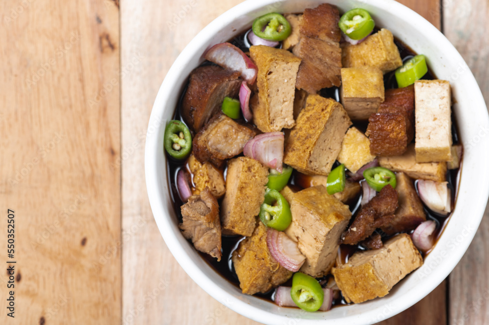 Tokwa't baboy is a typical Philippine appetizer or pulutan. It consists ...