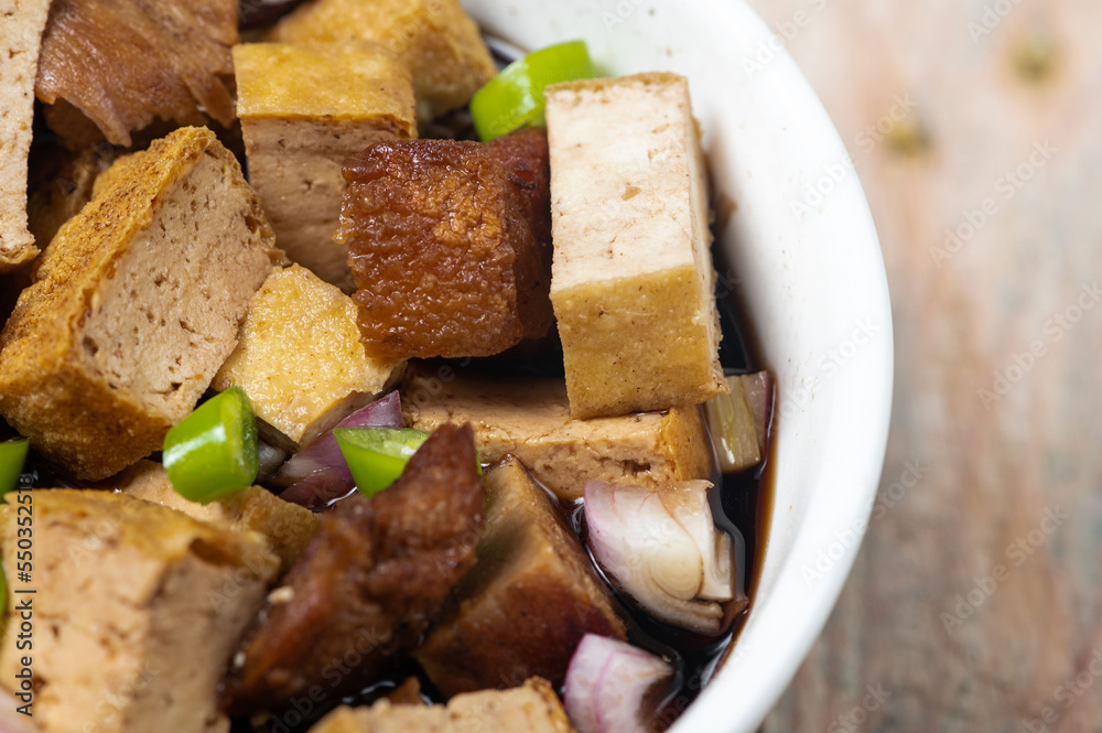 Tokwa't baboy is a typical Philippine appetizer or pulutan. It consists ...