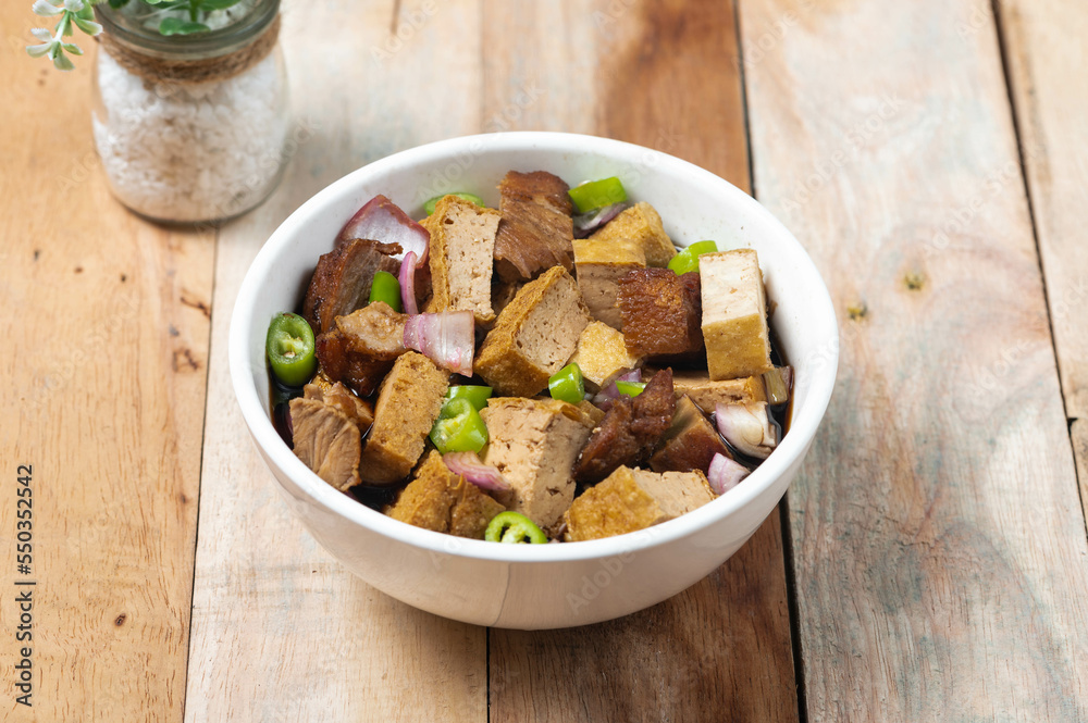 Tokwa't baboy is a typical Philippine appetizer or pulutan. It consists ...
