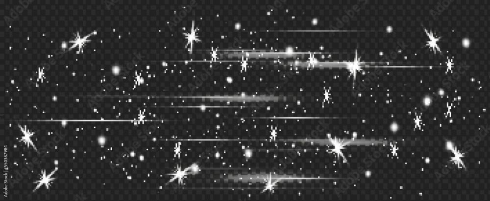 Abstract sparkling glitter texture. Shiny particle effect. Silver glittering space star dust ...