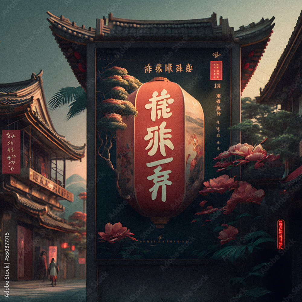 Outdoor street name sign in Chinese towns illustration, granular ...