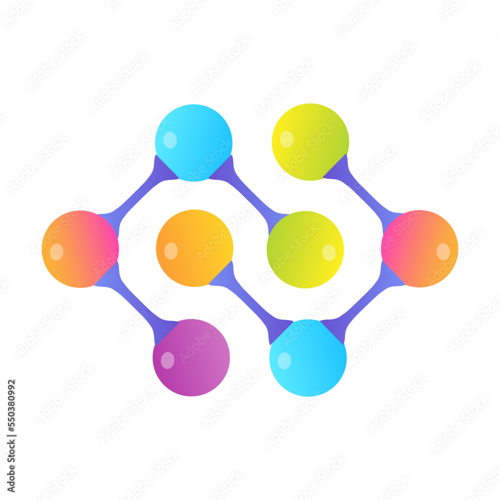 Molecular pair structure vector illustration. Shape or model of ...
