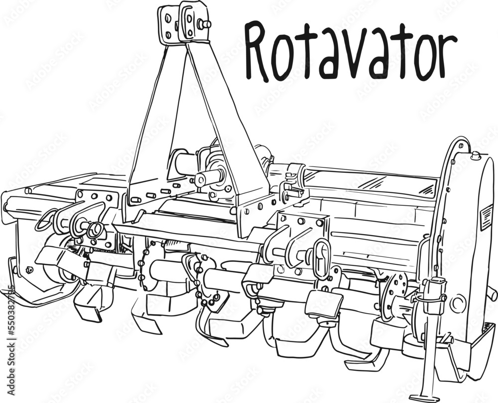 outline agriculture rotavator for farming, tractor rotavator Stock ...