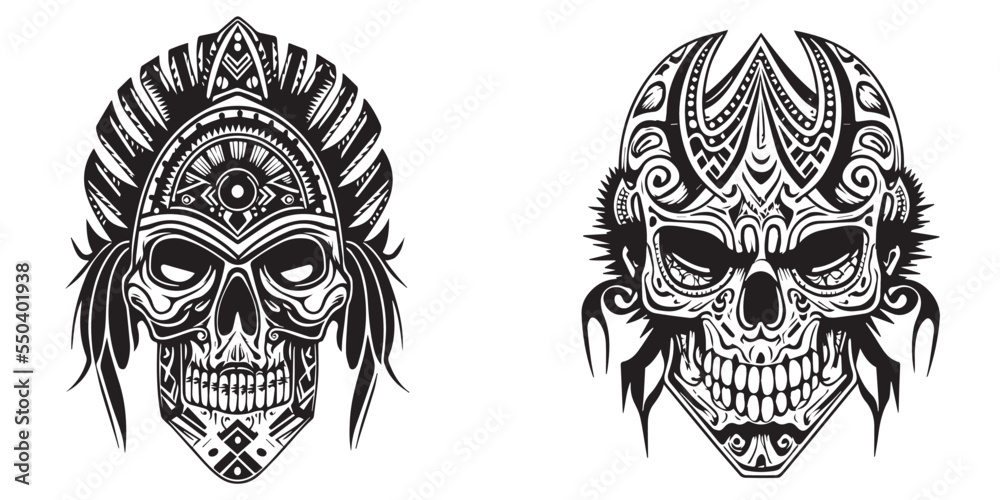 Tribal Human Skull Tattoo Design, Human Skull Tribal Vector Graphic ...