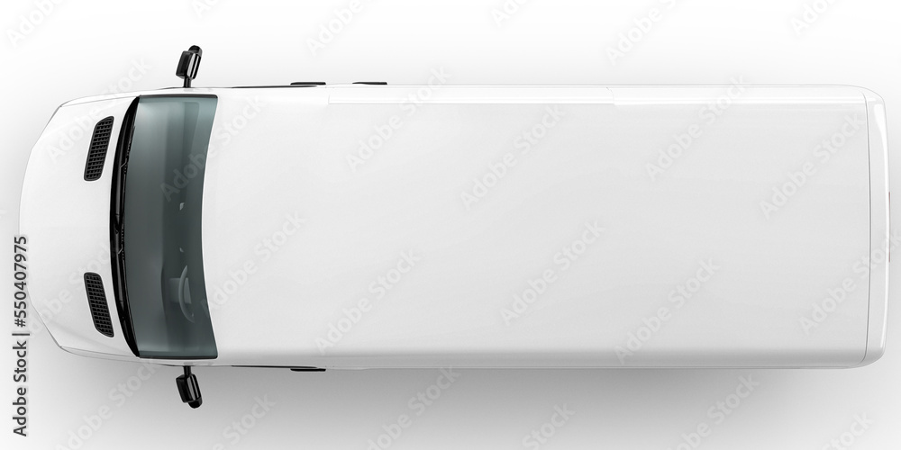 top view of white van isolated on empty background for mockup Stock ...