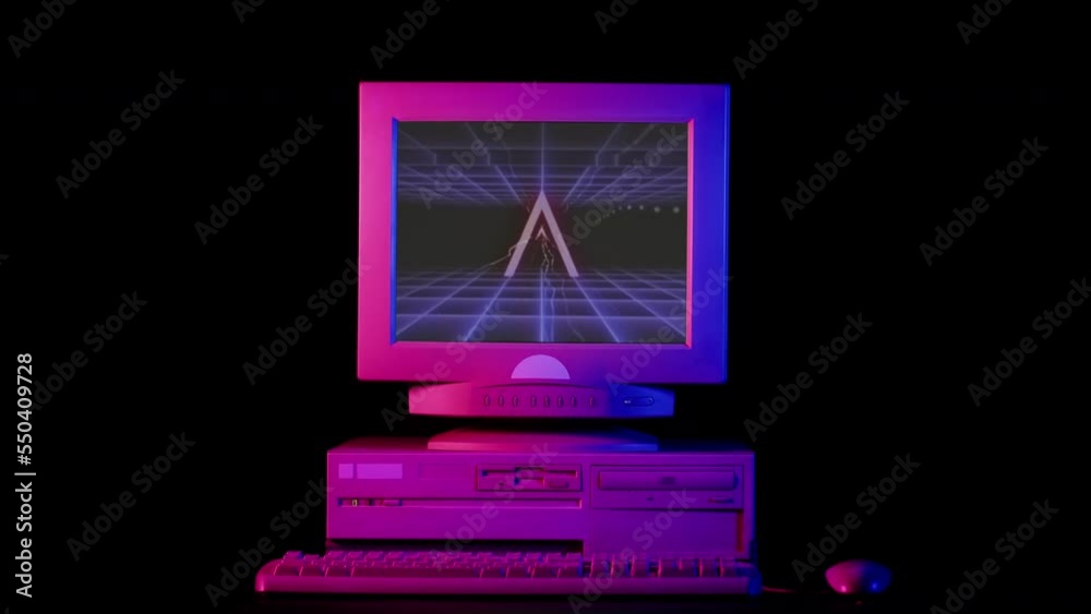 Retro pc with chroma key green screen, Old computer studio close-up ...