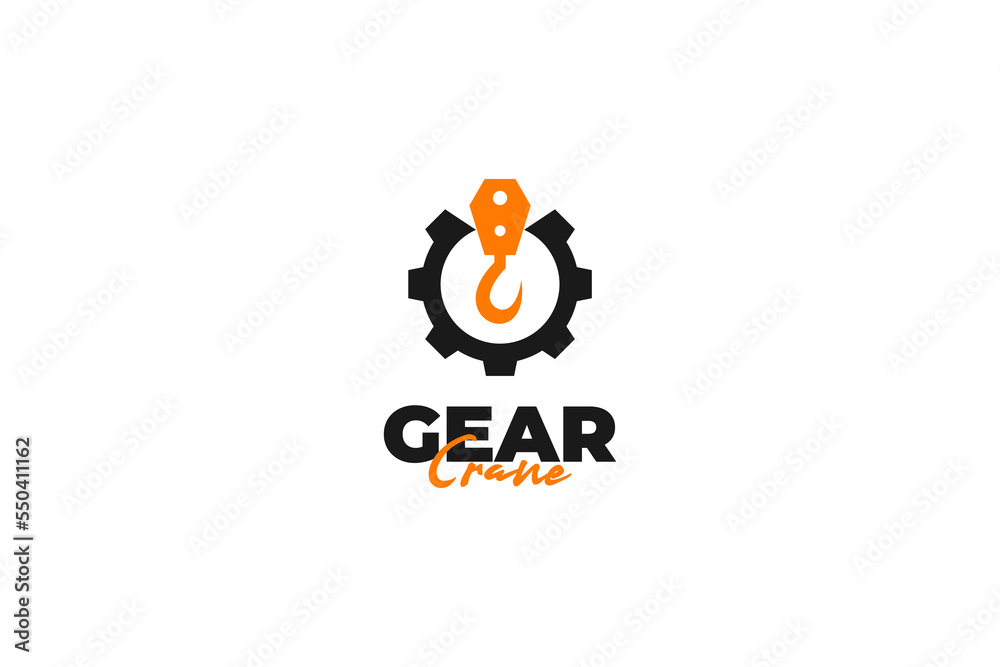 Gear crane logo design vector template illustration idea Stock Vector ...