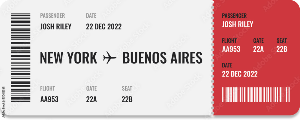 Vector illustration of pattern of airline boarding pass ticket in red ...