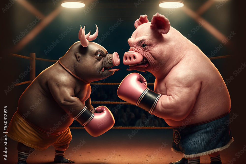 boxer pigs Stock Illustration | Adobe Stock