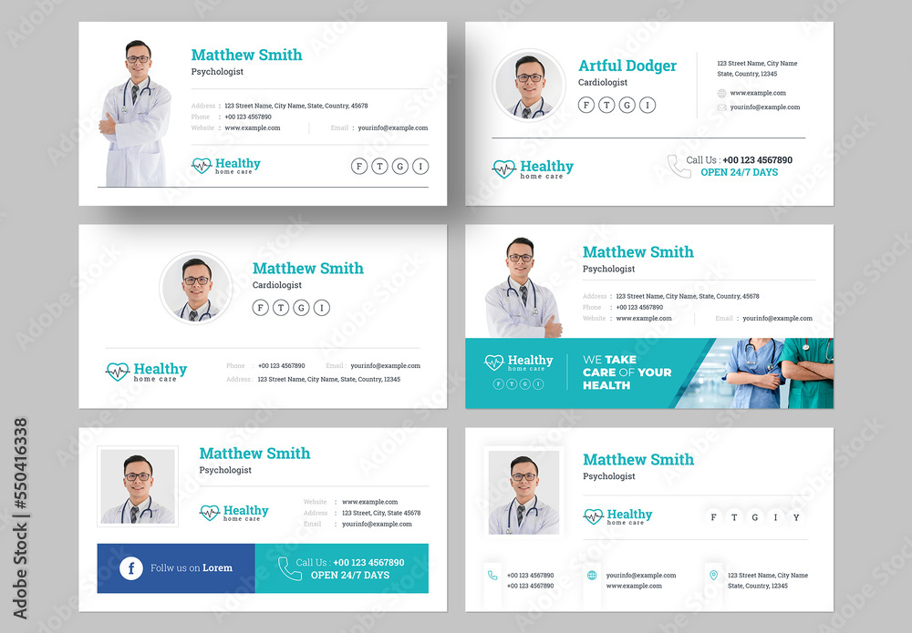 Healthcare Email Signature Layout Stock Template | Adobe Stock