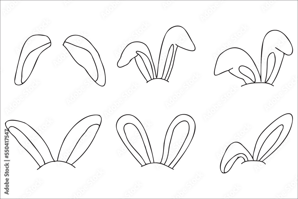 The picture shows rabbit ears in different positions drawn with a black ...