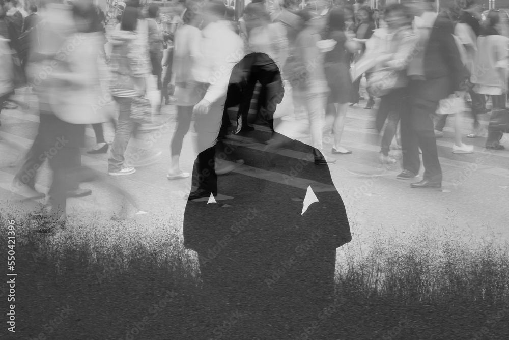 People dealing with stress, anxiety, and mental health in busy hectic ...