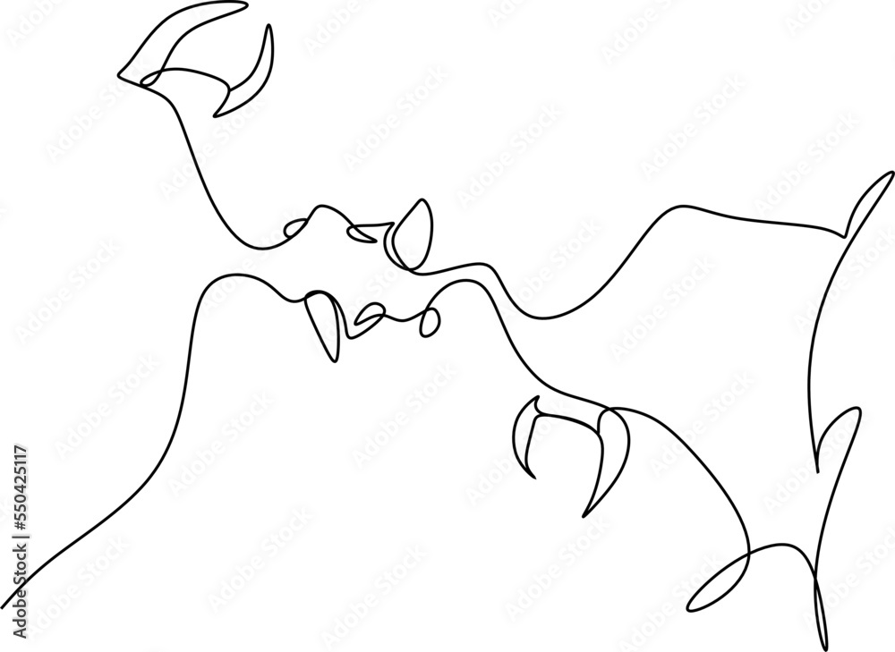 Line art of a kissing couple. Line drawing of a man and a woman in love ...