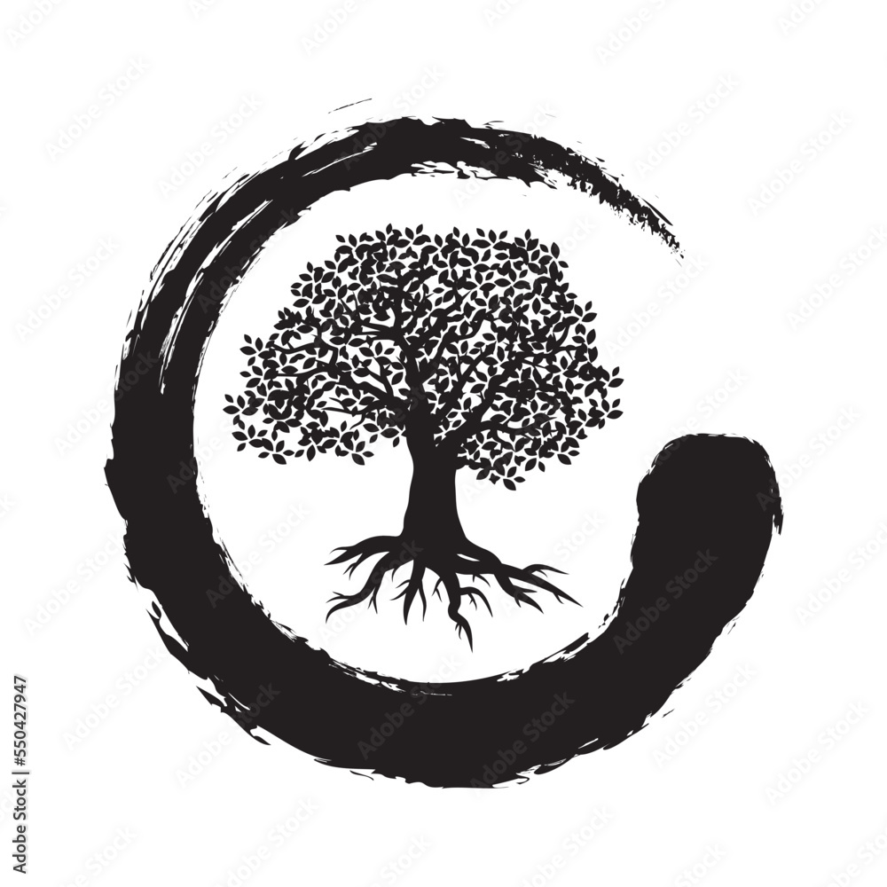 tree inside zen symbol Stock Vector | Adobe Stock