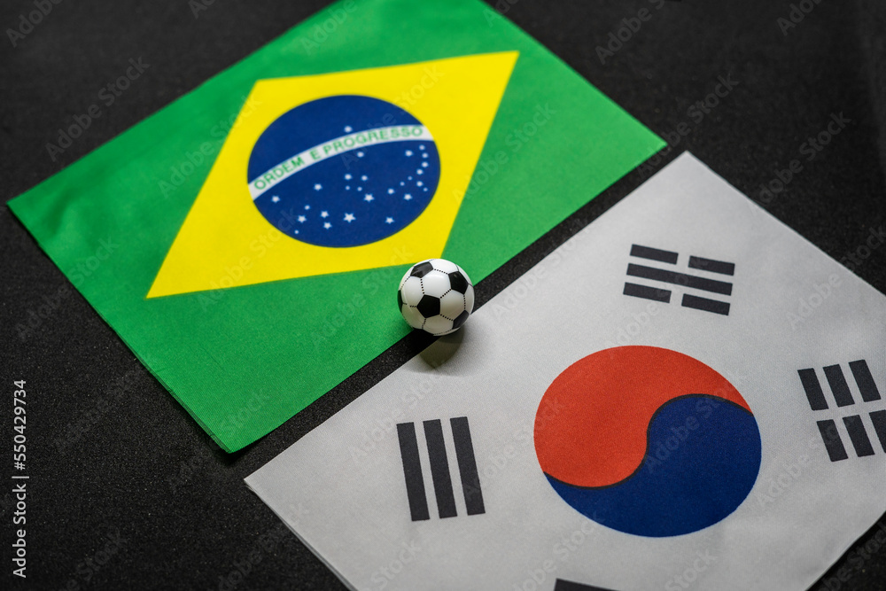 Brazil vs South Korea, Football match with national flags Stock Photo ...