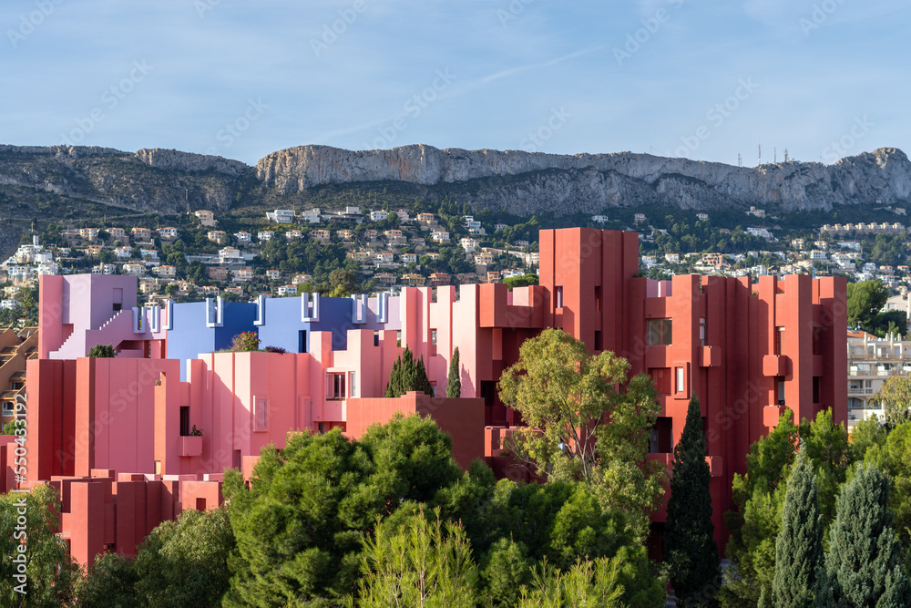 Calpe, Alicante, Spain 11 27 2022 Exterior of La Muralla Roja building ...