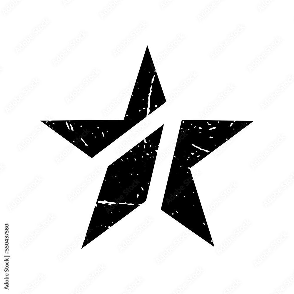 Old shabby Star icon. Star symbol in Grunge texture. Old shabby symbol ...
