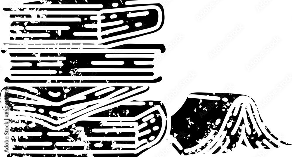 illustration of a traditional black outline tattoo style stack of books ...