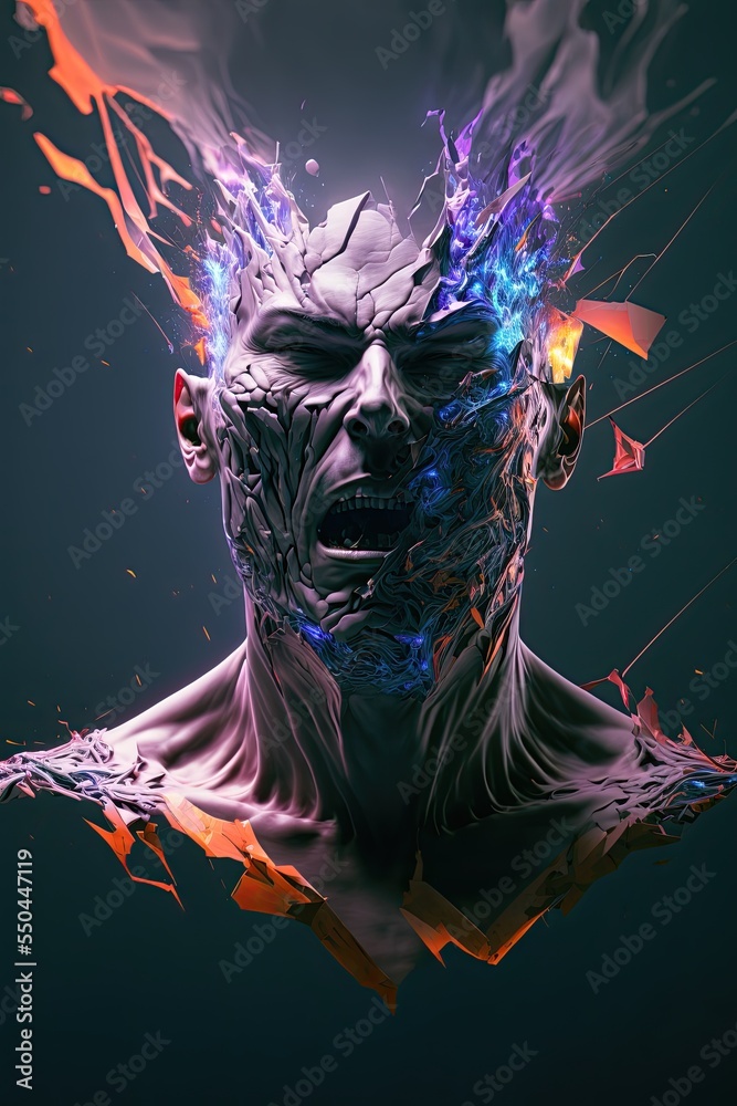 Going insane. Human insanity. Madness art concept. Generative AI ...