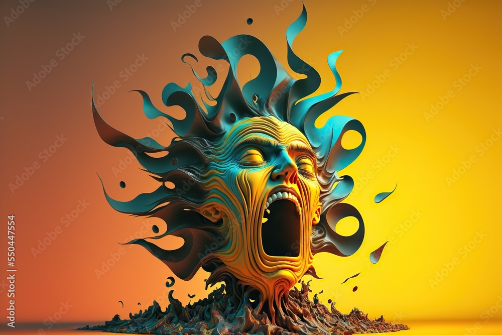 Surreal insanity portrait character art Stock Illustration | Adobe Stock