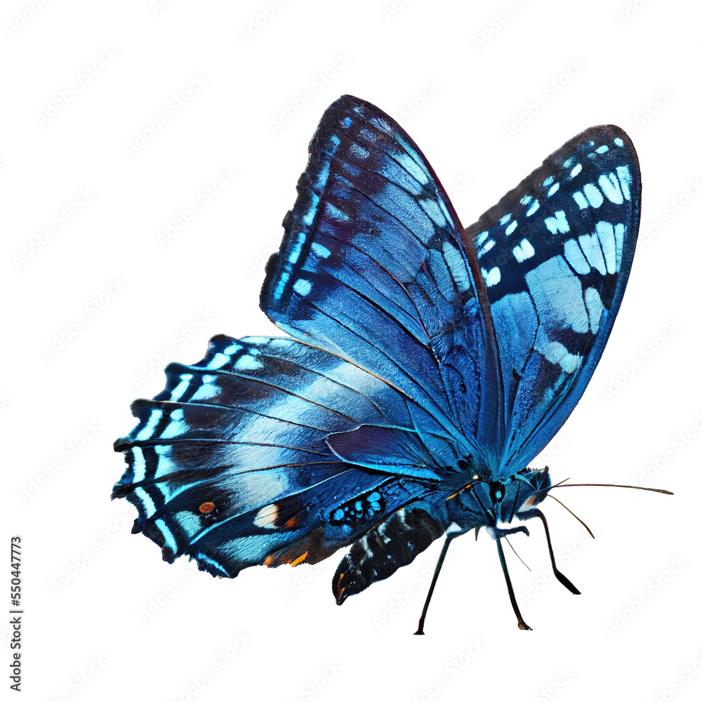 Beautiful blue butterfly isolated on a white background. Generative AI ...