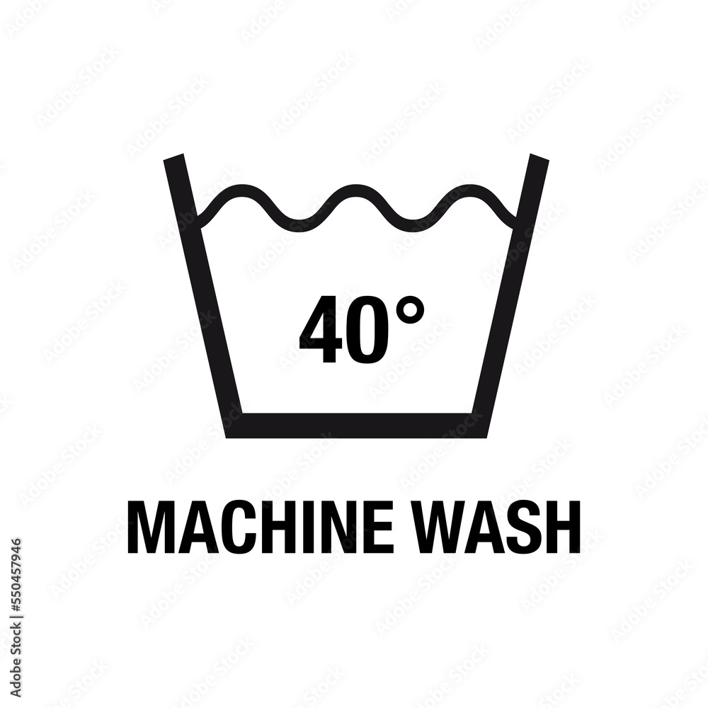 Machine wash, 40, washing care sign, laundry icon, textile symbol ...