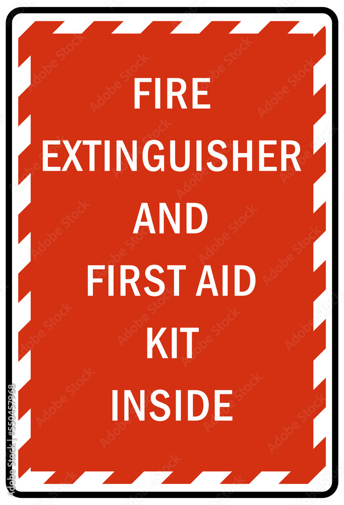 Fire extinguisher sign and labels first aid kit inside Stock Vector ...