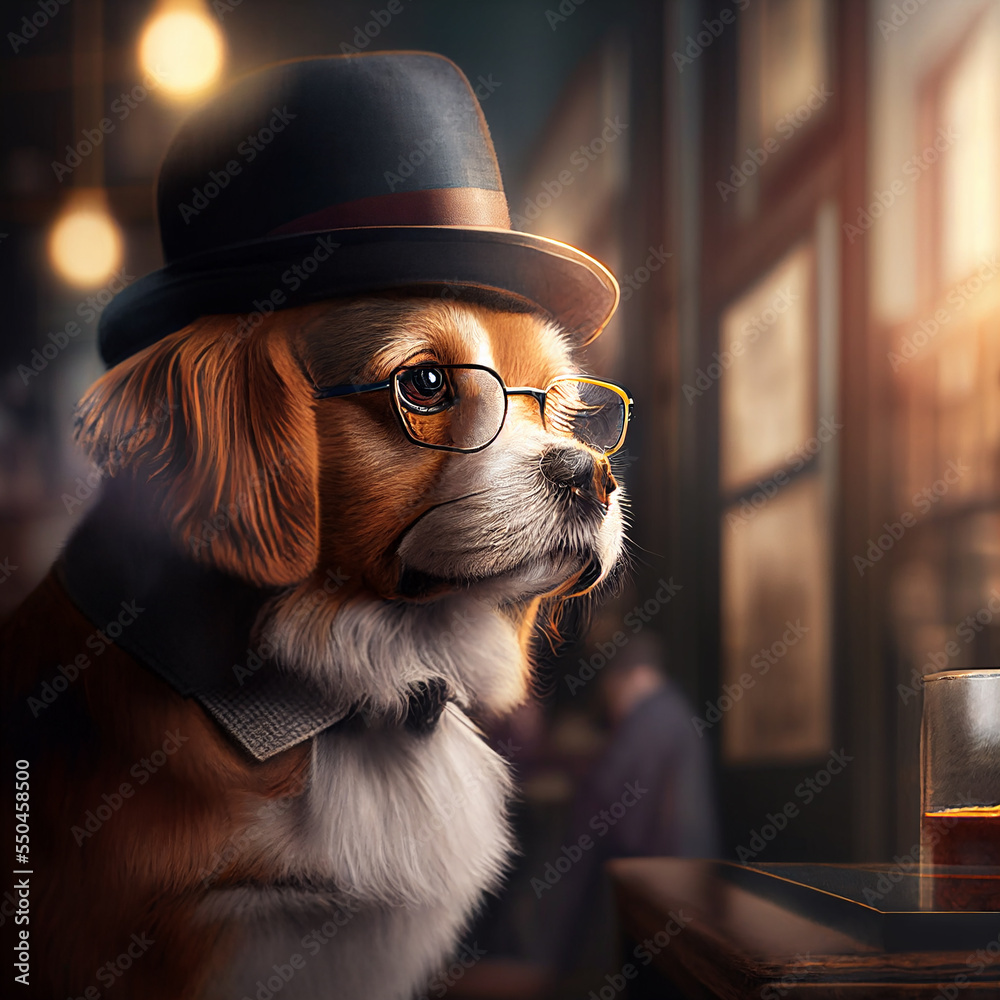 dandy dog with hat Stock Illustration | Adobe Stock