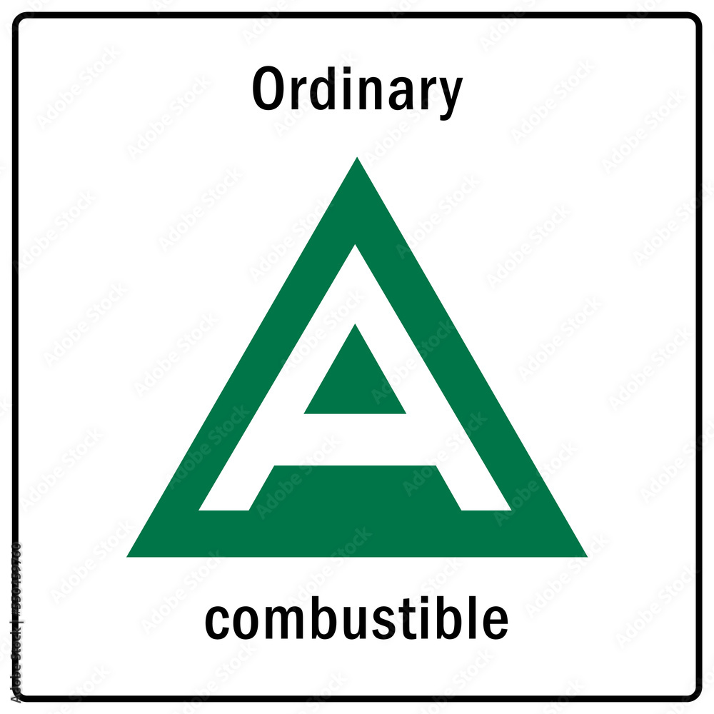 Fire classification sign and label class A fire general wood paper ...