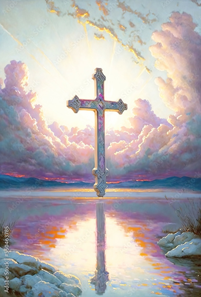 Spiritual illustration jesus cross christianity background art crucifix ...