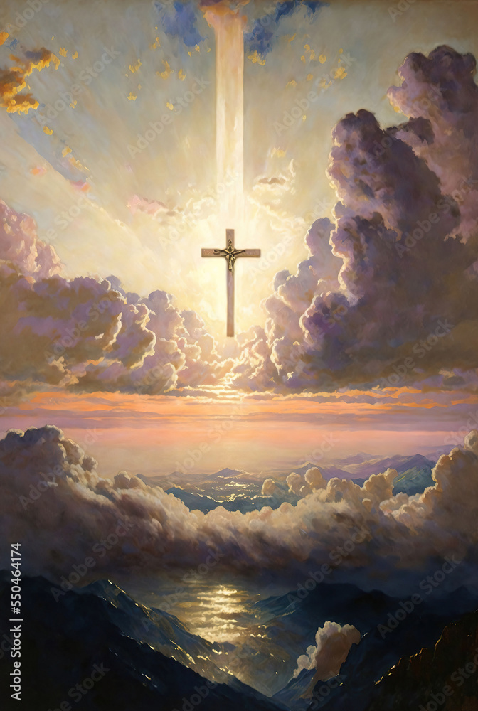 Spiritual illustration jesus cross christianity background art crucifix ...