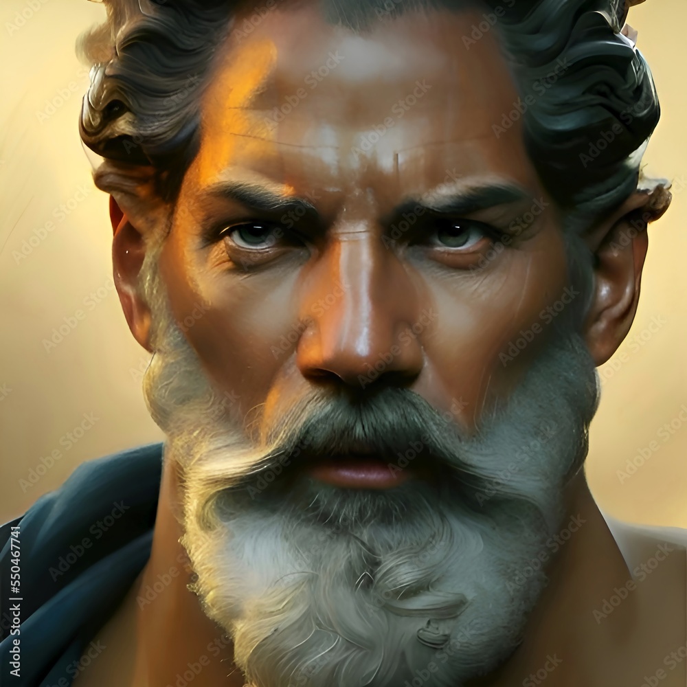 Illustrated portrait of Zeus, God of Olympia. High quality illustration ...