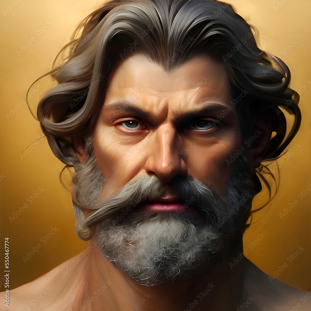 Illustrated portrait of Zeus, God of Olympia. High quality illustration ...