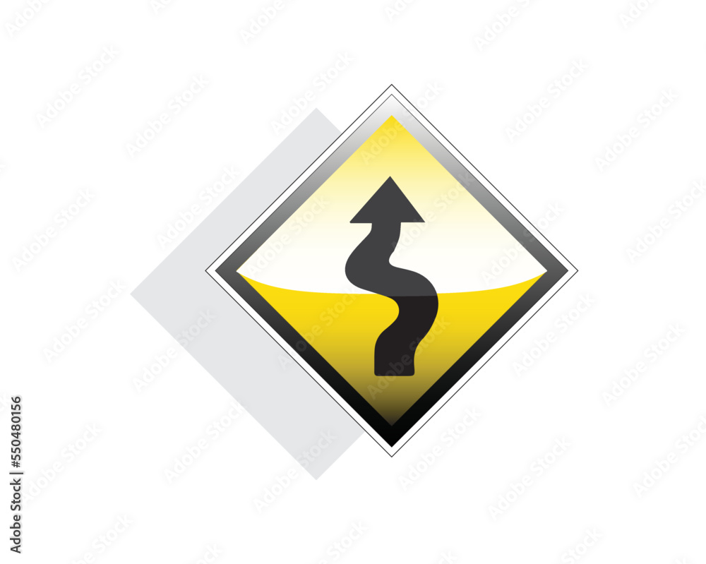 vector design of a yellow and black arrow symbol or traffic sign ...