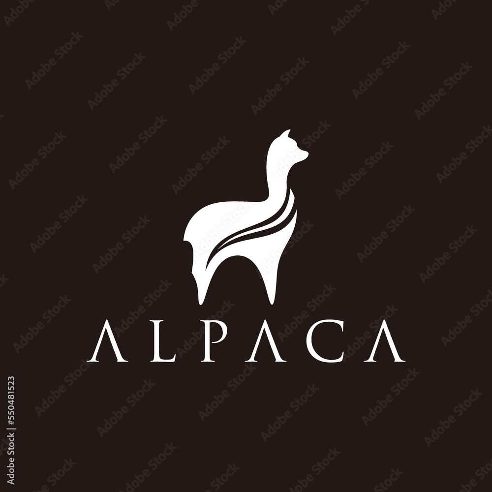Alpaca Logo Design Template in White color and Abstract Style Stock ...