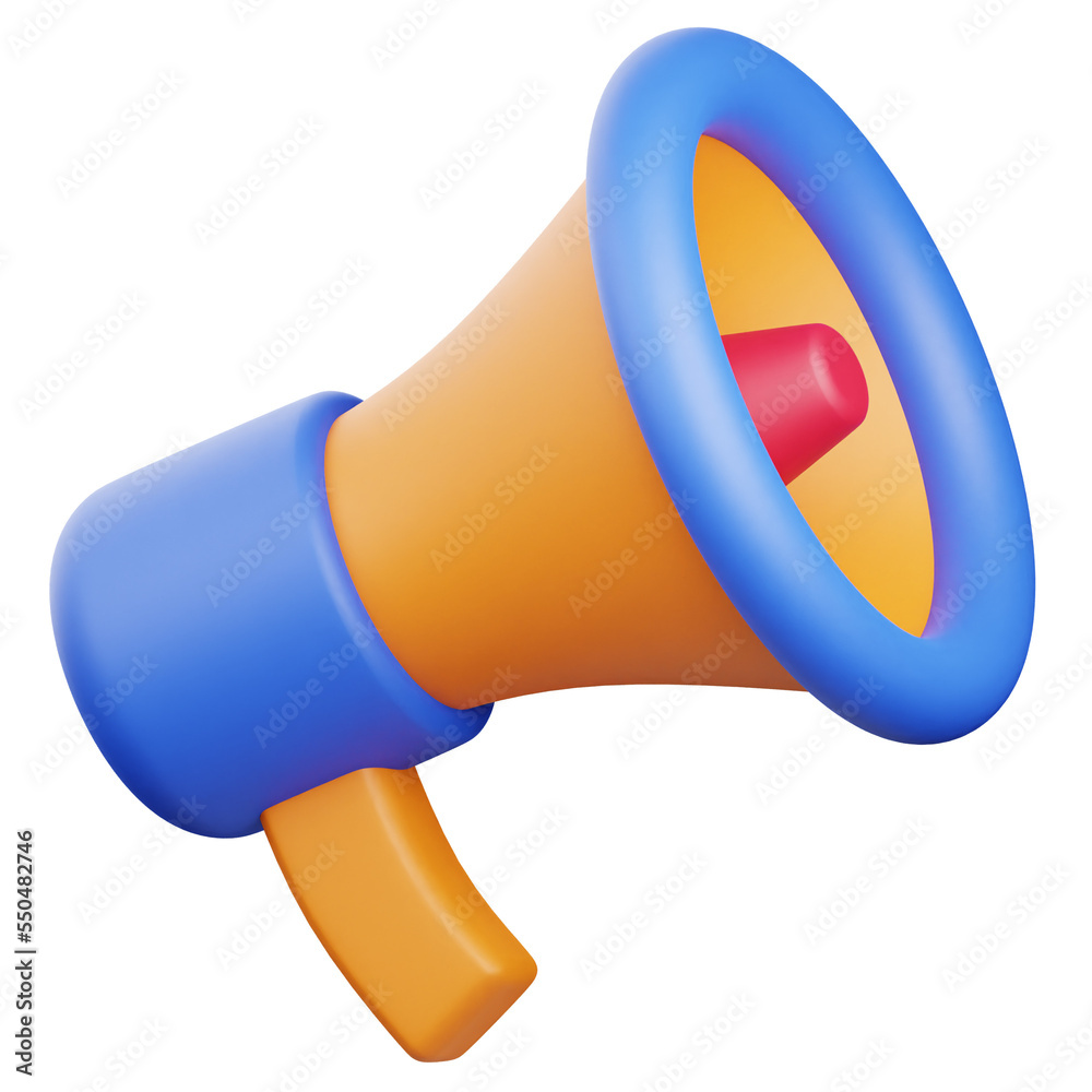 3D Render Megaphone Icon, illustration isolated on white background ...