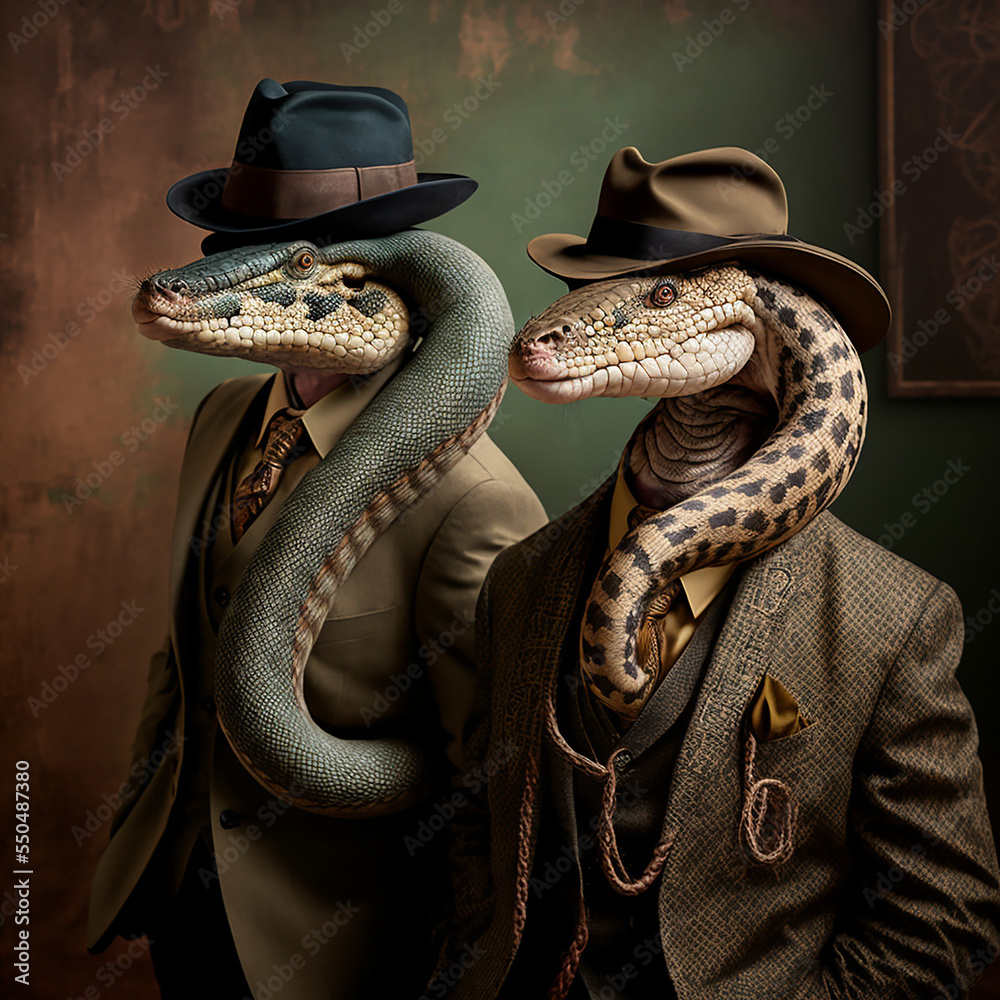 Ai generated dapper snakes in suit and ties Stock Illustration | Adobe ...