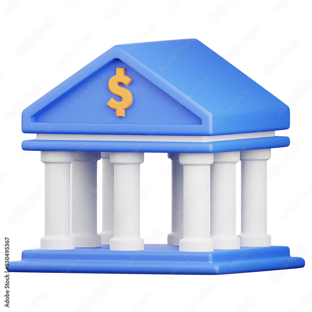 3D Render Bank Icon, illustration isolated on white background ...