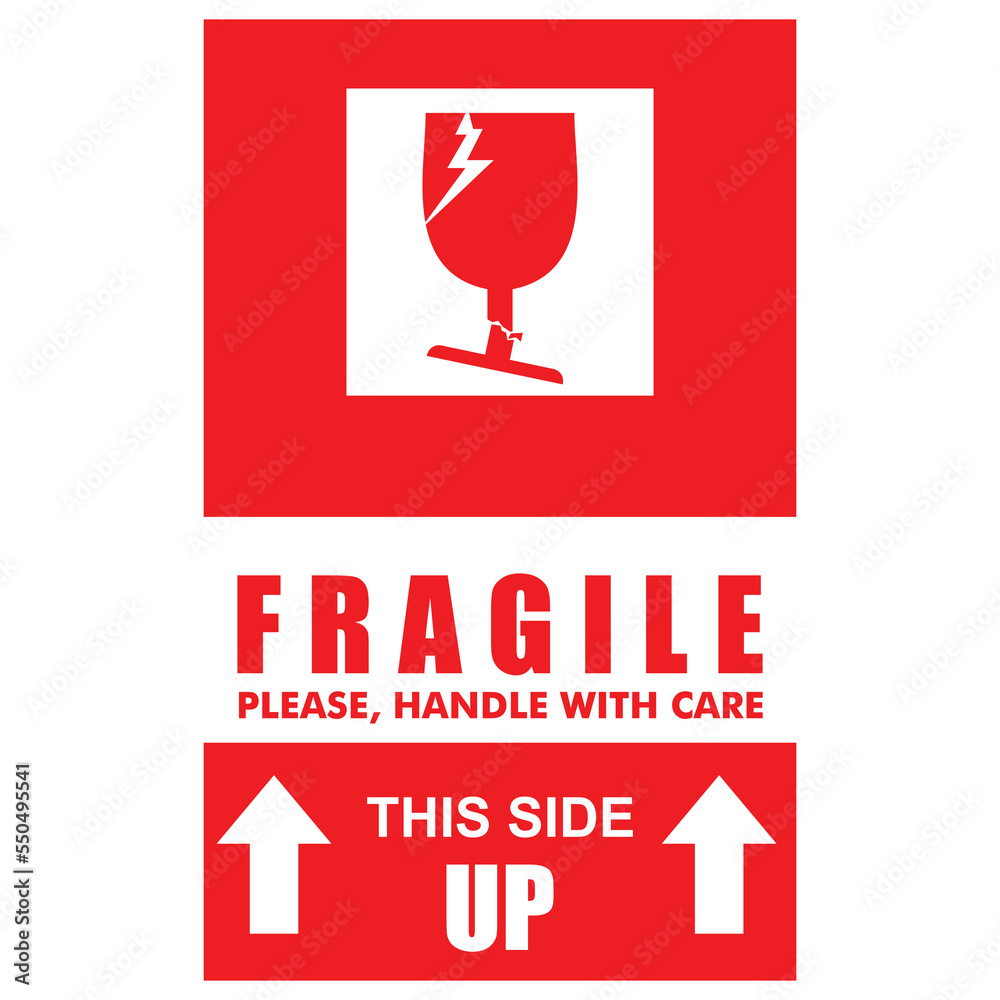 Fragile, Please Handle with care, sticker label Stock Vector | Adobe Stock