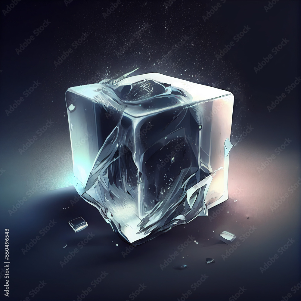 White Magic Ice Cube. Beautiful glow lighting. Dynamic fluid slime ...