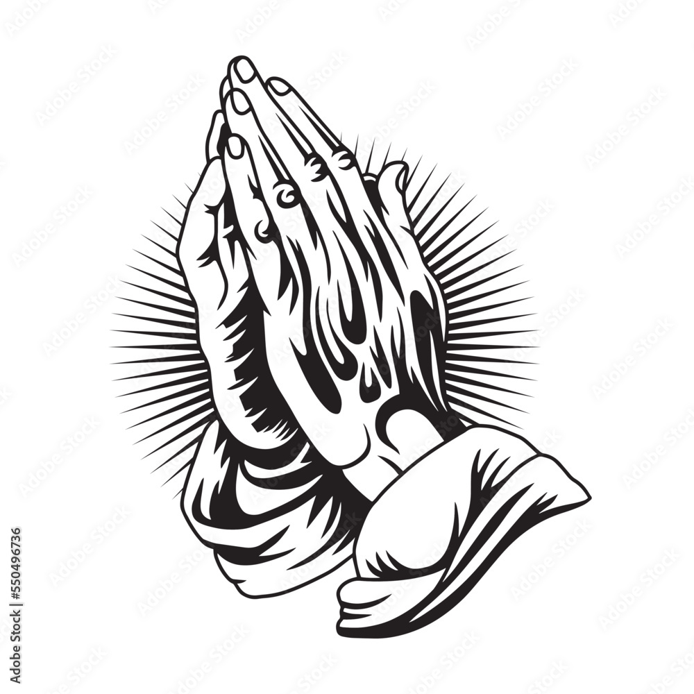 Praying hands illustration premium vector Stock Vector | Adobe Stock