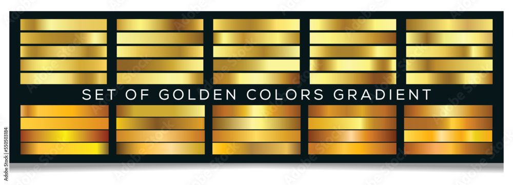 Gold gradient vector palette for background, Collection of golden ...