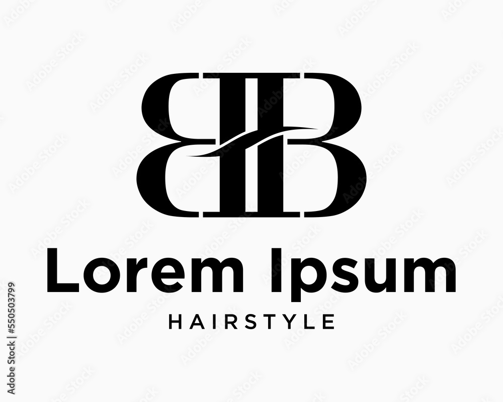 Classic Letter B BB HB Monogram Cut Out Beauty Wavy Hair Symbol Salon ...