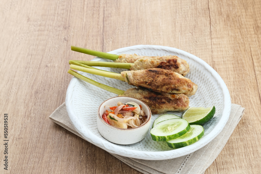 Sate Lilit, traditional Balinese minced chicken satay with lemongrass ...