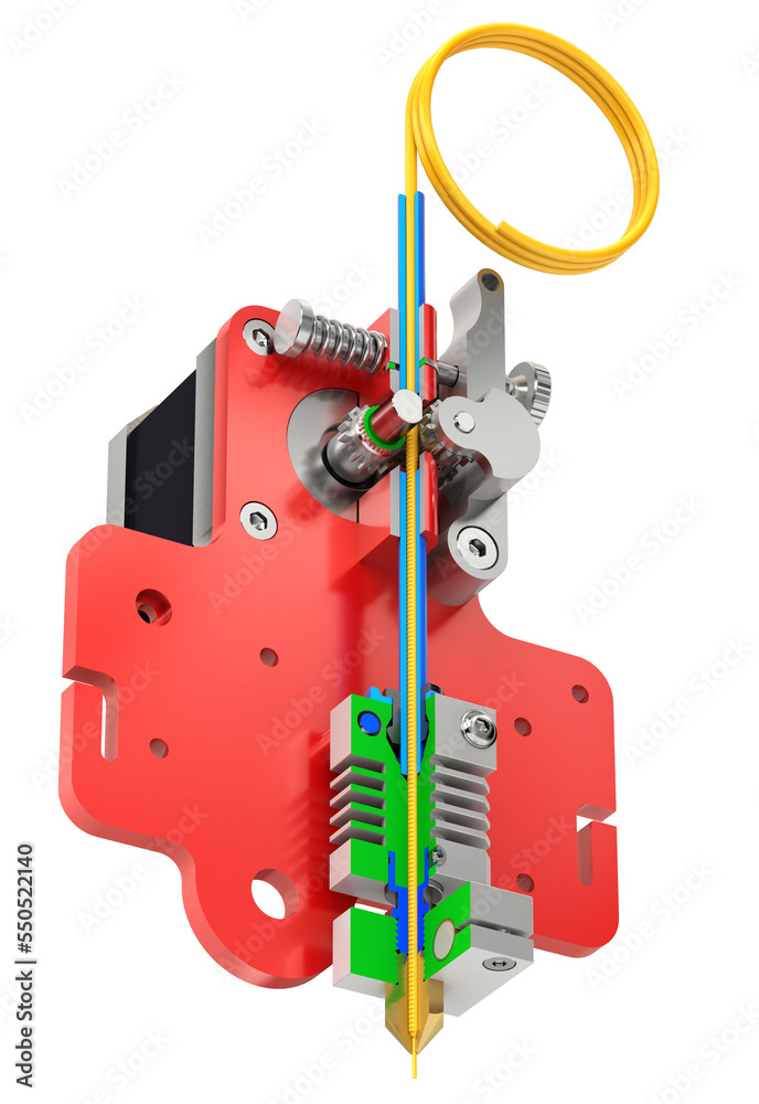 3D printer extruder isolated on white background - 3D illustration ...