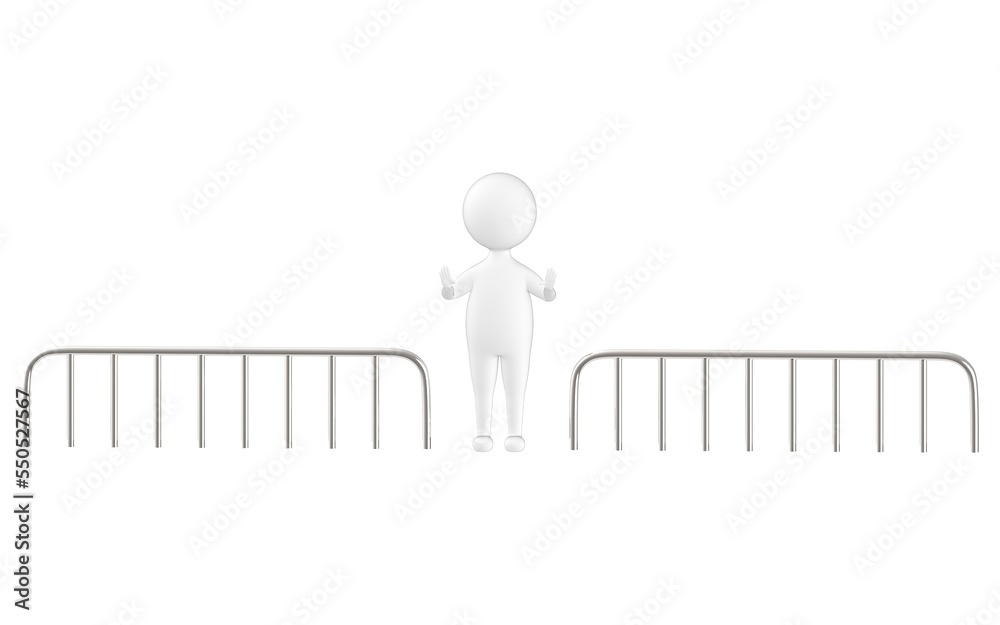 3d character , man , barrier , showing stop hand gesture Stock ...