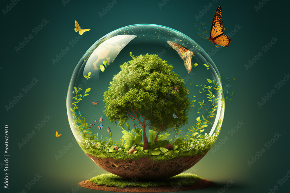 World environment and earth day concept with glass globe and eco ...