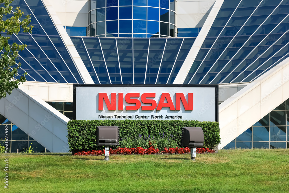 Signage of Nissan Technical center North America, Engineering and test ...