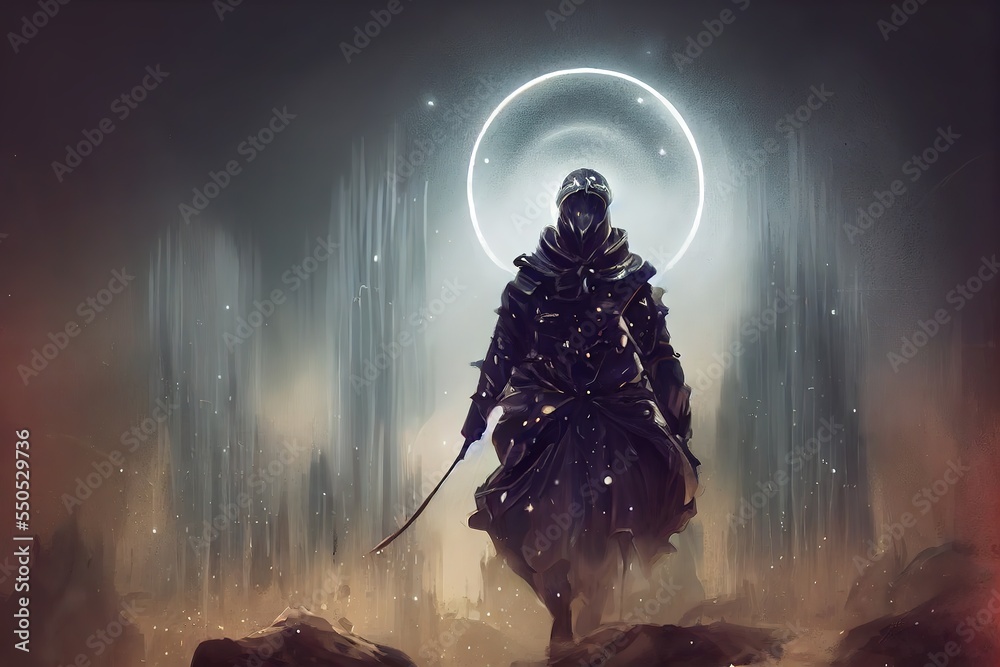 A Beautiful digital artwork portrait of a combat magician, a sorcerer ...