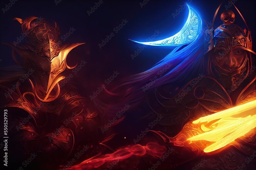 A Beautiful digital artwork portrait of a combat magician, a sorcerer ...